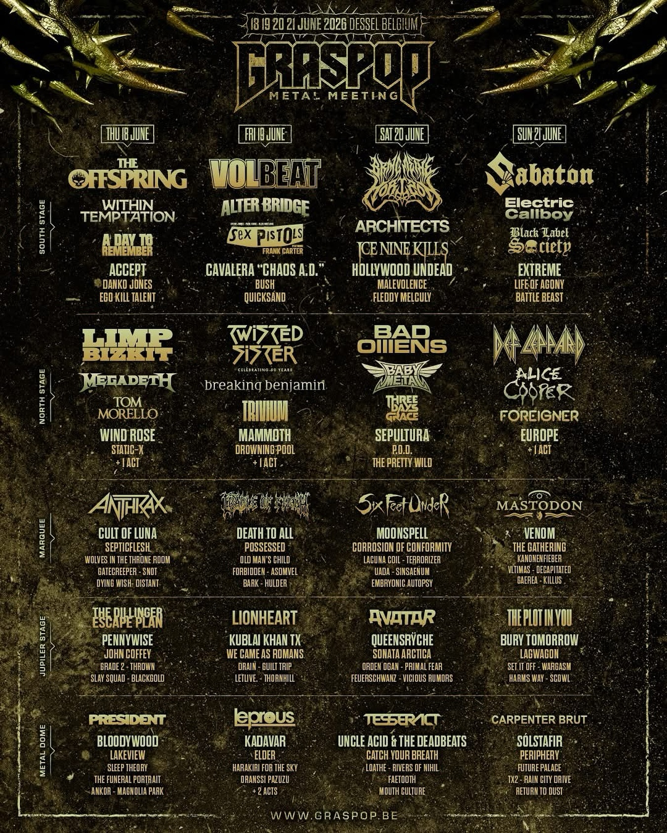 Graspop Metal Meeting Announces The Full Line-Up For 2026